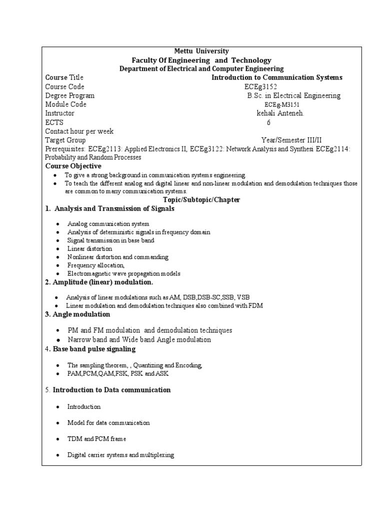 Course Introduction To Communication Systems. | PDF | Modulation ...