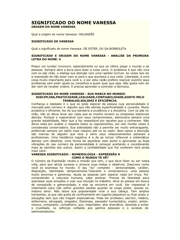 Significado Do Nome Vanessa | PDF | Emoções | Conhecimento
