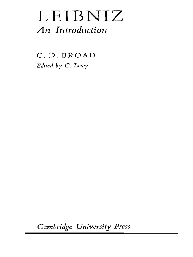 C. D. Broad - Leibniz - An Introduction-Cambridge University Press ...