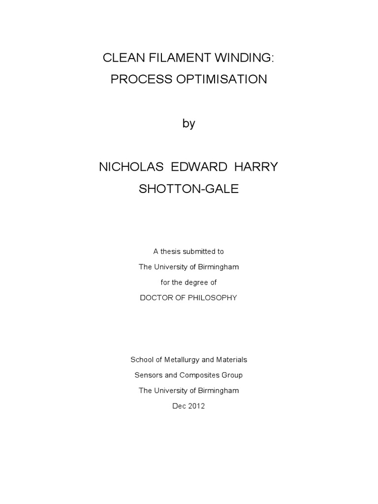 Clean Filament Winding: Process Optimisation | PDF | Composite Material ...