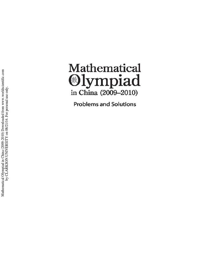 (Mathematical Olympiad Series) Mathematical Olympiad in China (2009 ... (Mathematical Olympiad Series) Mathematical Olympiad in China (2009 ...