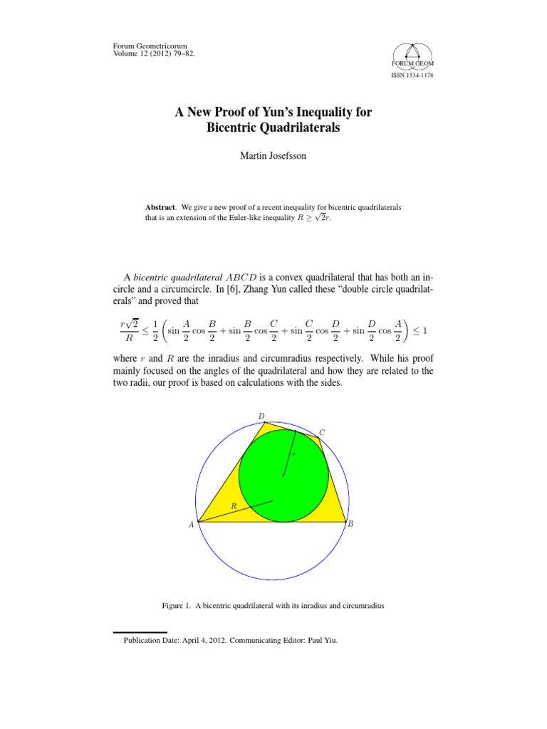 Martin Josefsson - A New Proof of Yuns Insequality | PDF ...
