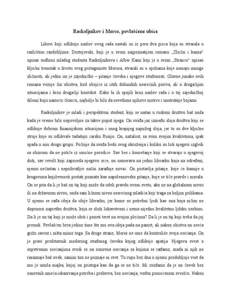 Raskoljnikov I Merso, Povlašćene Ubice | PDF