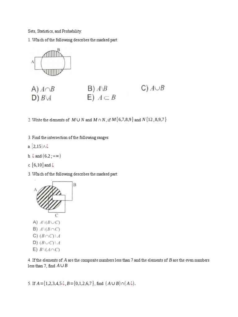 Sets&Statistics | PDF | Mathematics