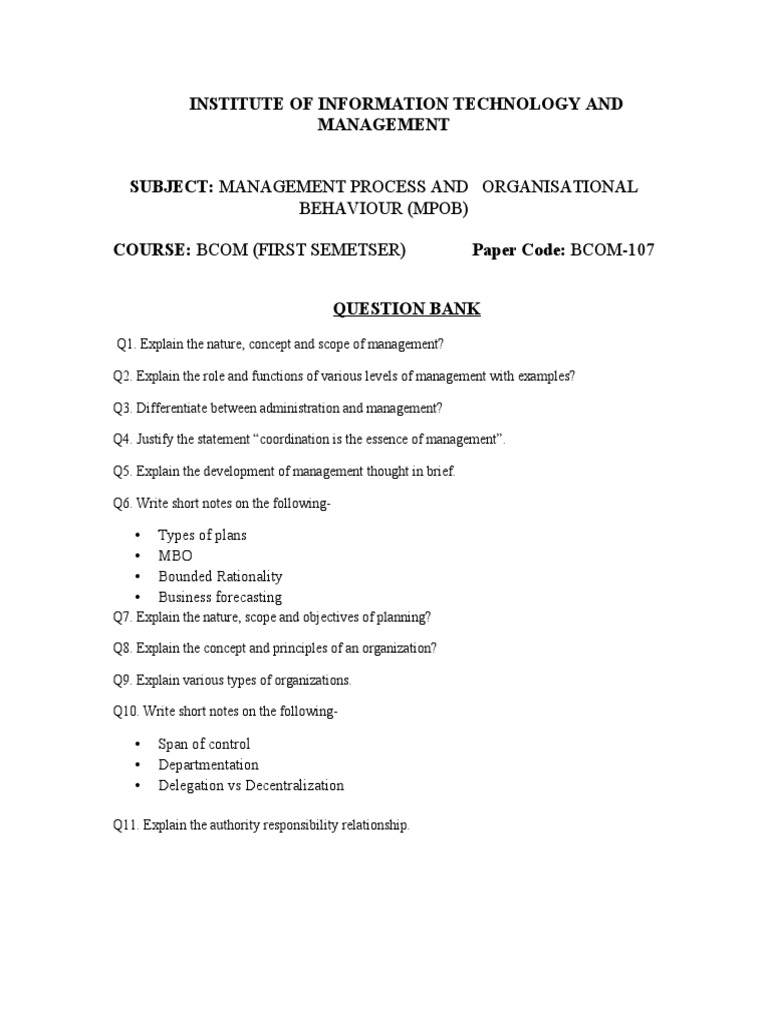 Question Bank MPOB | PDF