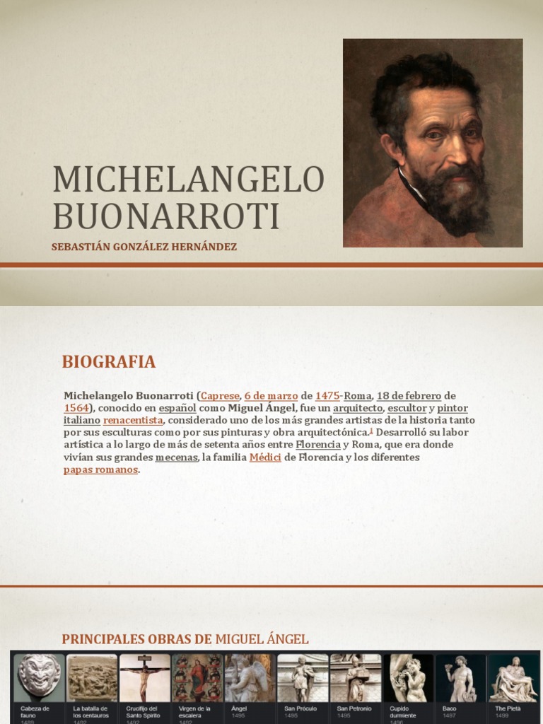 Biografía de Michelangelo Buonarroti | PDF