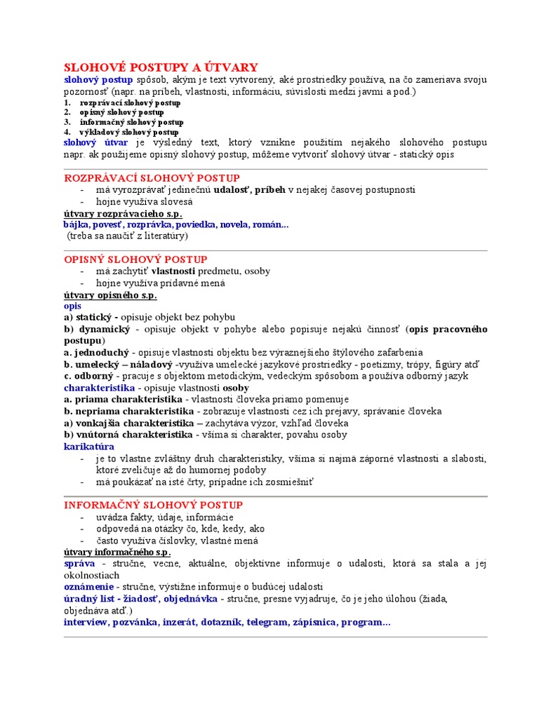 Slohove Postupy A Utvary | PDF