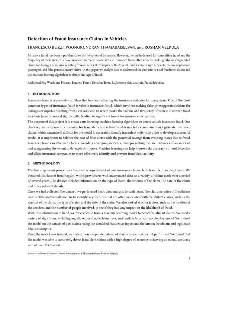 Fraud Detection Project Report | PDF | Data Analysis | Machine Learning Fraud Detection Project Report | PDF | Data Analysis | Machine Learning