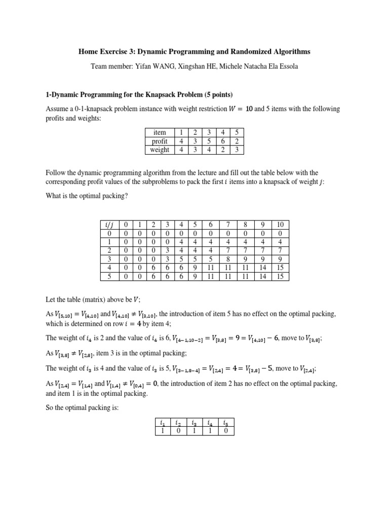 Home Exercise 3 Dynamic Programming And Randomized Algorithms Pdf Dynamic Programming 5661