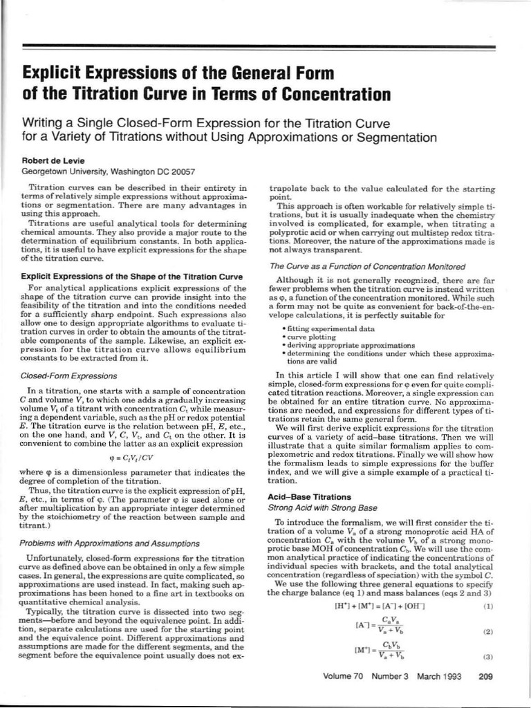 De Levie - 1993 - Explicit Expressions of The General Form of The Ti ... De Levie - 1993 - Explicit Expressions of The General Form of The Ti ...