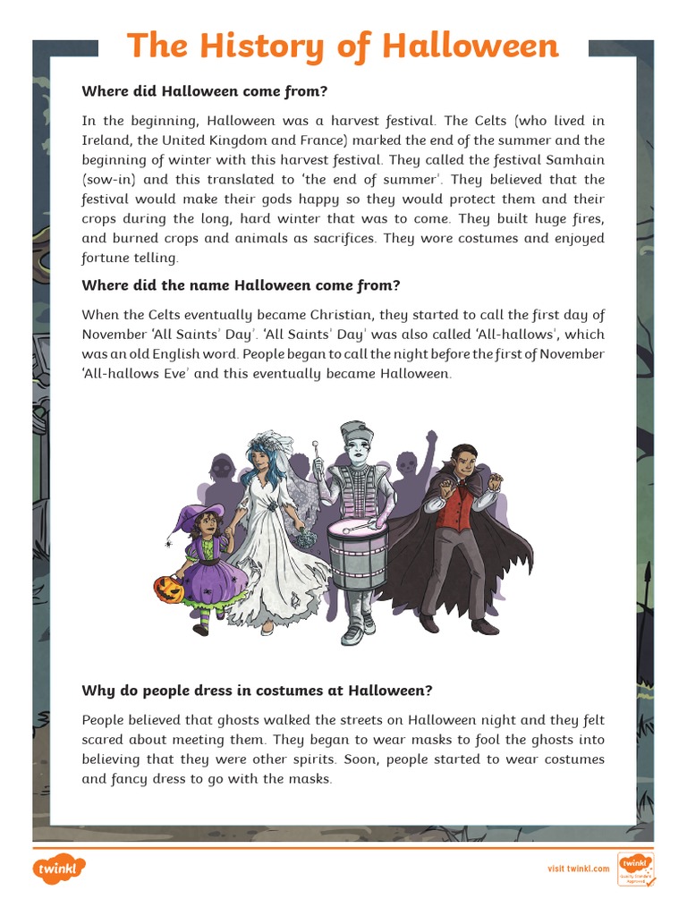 The History of Halloween Reading Comprehension | PDF | Halloween ...