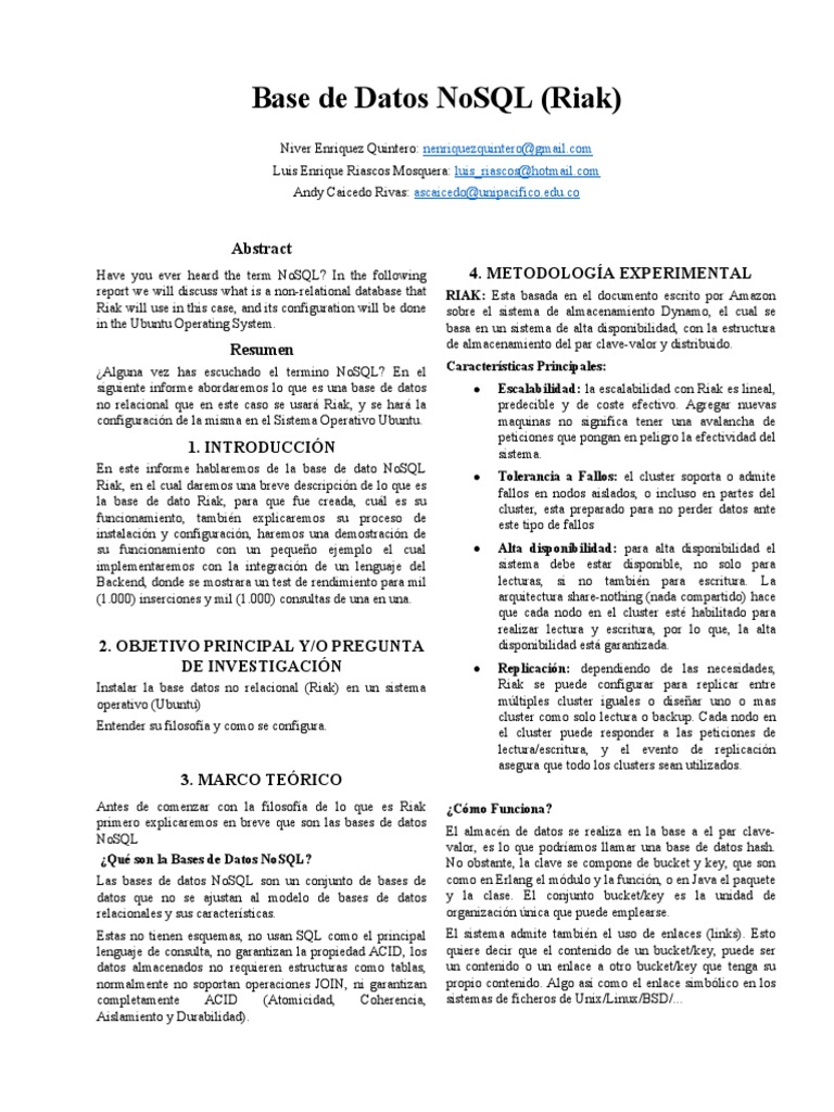 Informe 2 | PDF | No Sql | Bases de datos