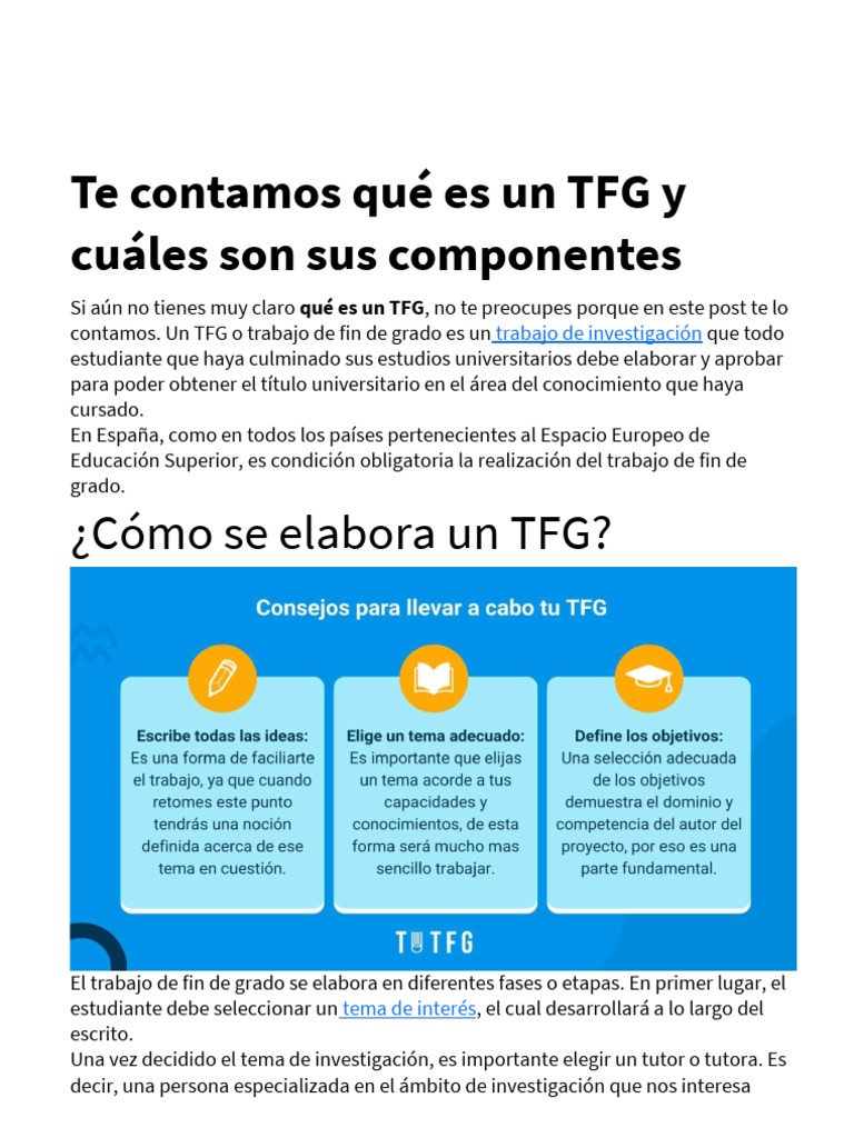 Te Contamos Qué Es Un TFG y Cuáles Son Sus Componentes | PDF ...