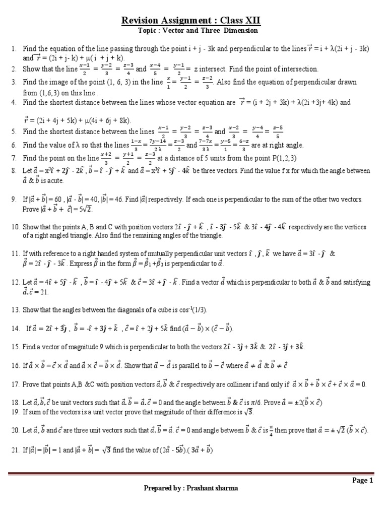 Vector and Three Dimension | PDF | Line (Geometry) | Euclidean Vector
