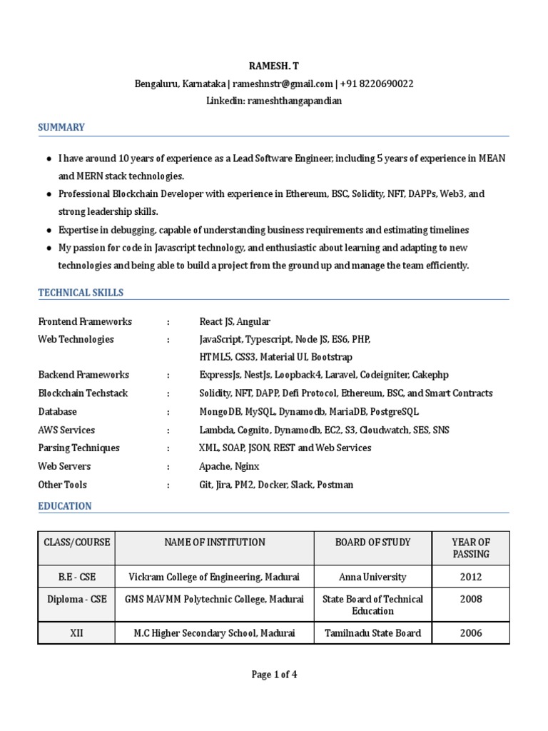 Updated Ramesh Resume | PDF | World Wide Web | Internet & Web
