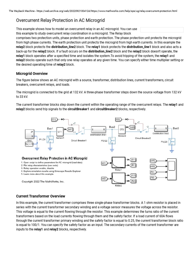 Overcurrent Relay Protection In Ac Microgrid Matlab And Simulink Pdf Transformer