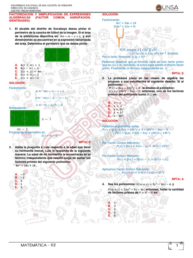 Solucionario Semana 02 - Matemática | PDF
