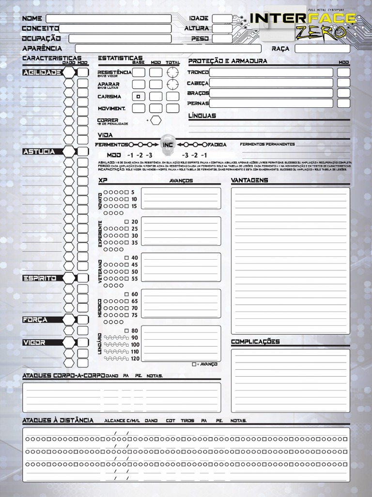 Ficha Interface Zero 2.0 | PDF