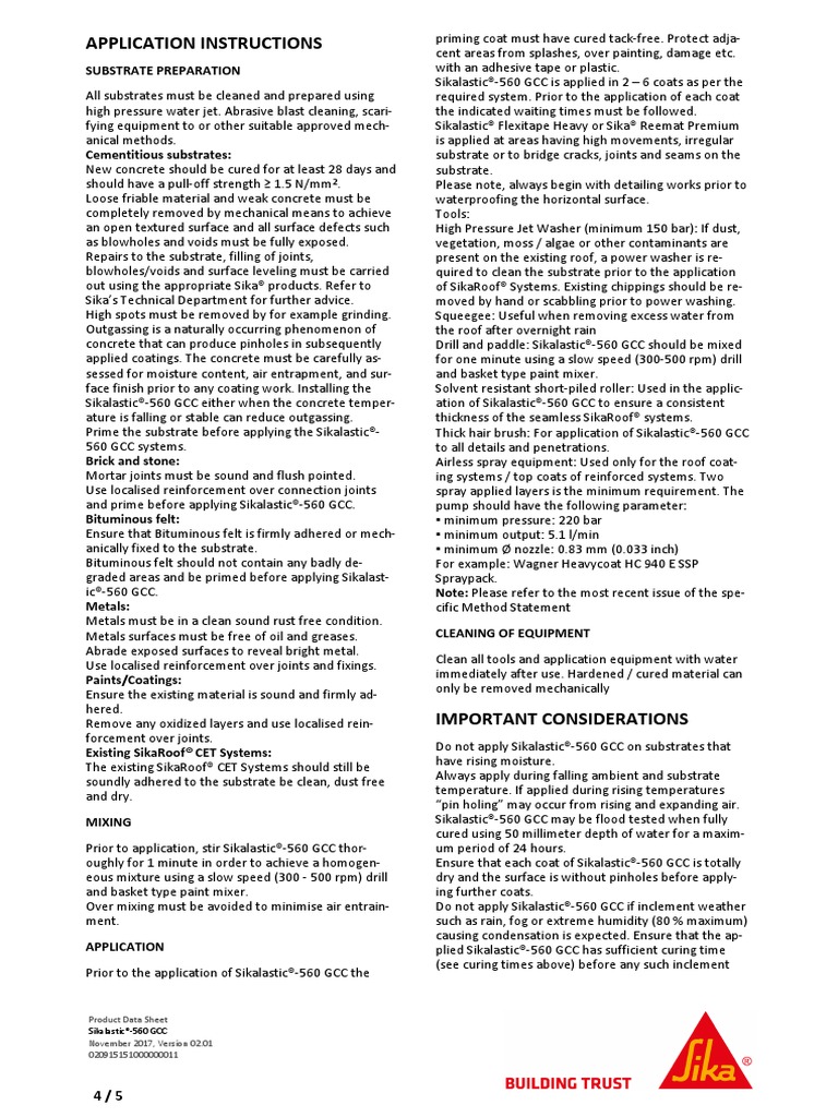 Sikalastic - 560 GCC Water Proofing Materials - Part 4 | PDF | Paint ...