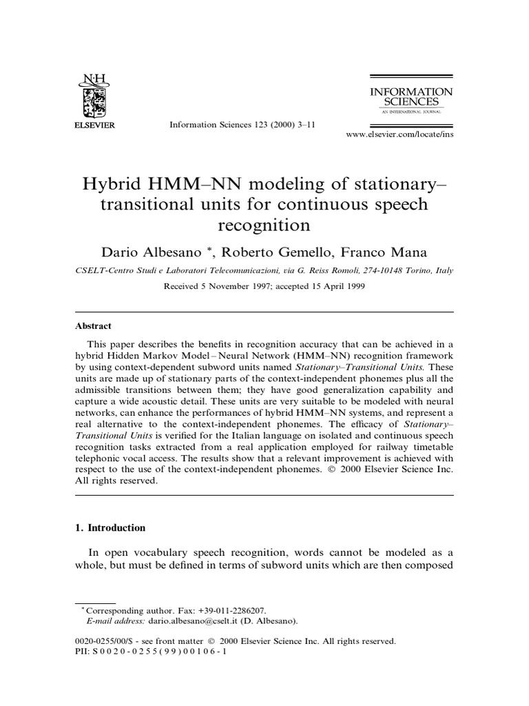 2000 Albesano Hybrid Hmm Nn Modeling Of Stationary Transitional Units For Continuous 