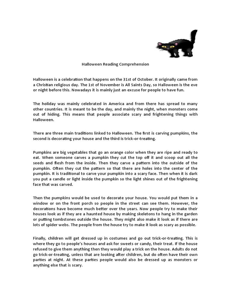 Halloween Reading Comprehension | PDF | Trick Or Treating | Halloween