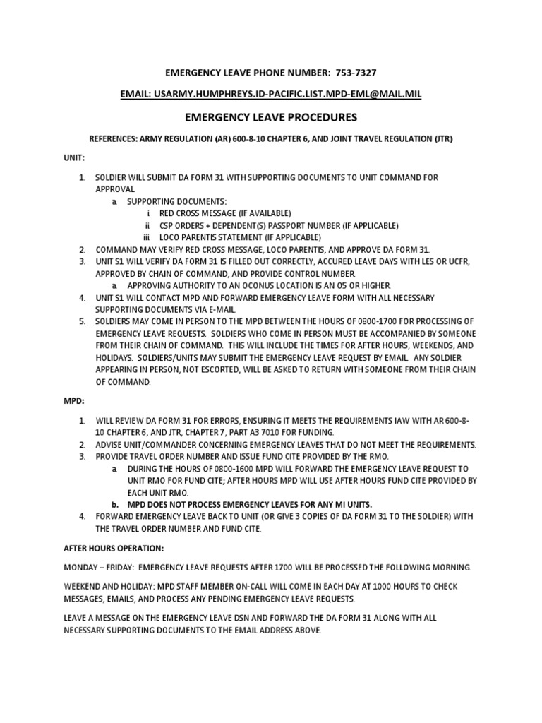 Emergency Leave Procedures | PDF