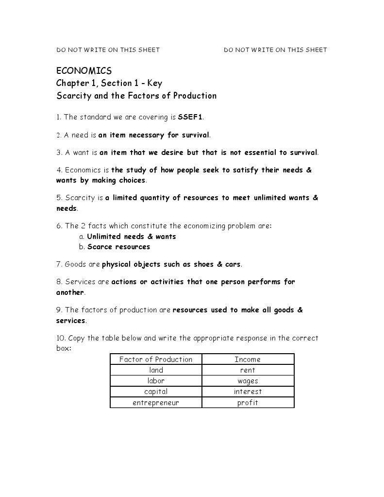 Scarcity and Factors of Production Explained | PDF