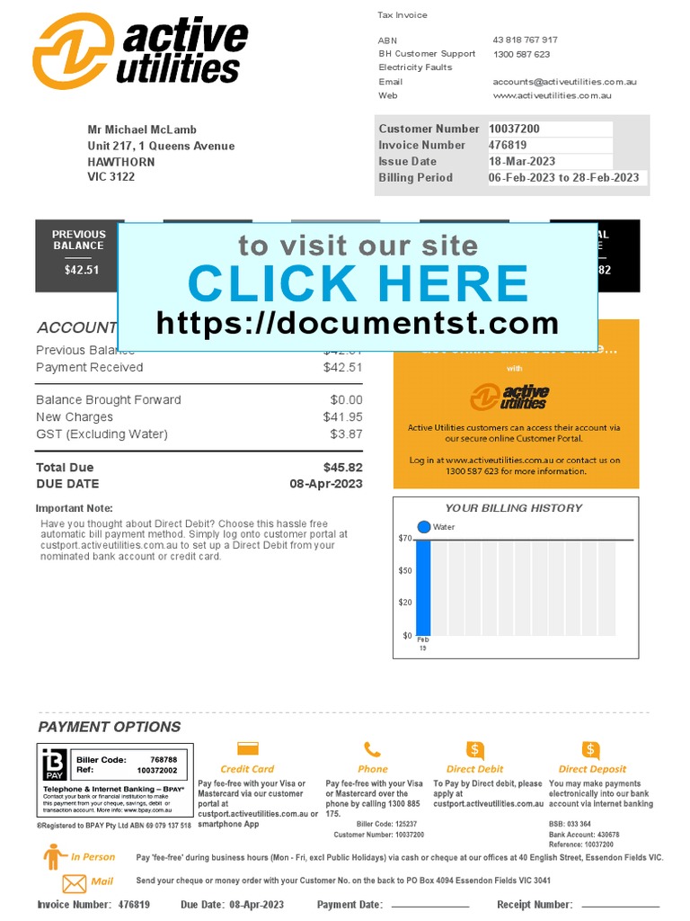 Active Utilities Bill Victoria Australia | PDF | Invoice | Economies