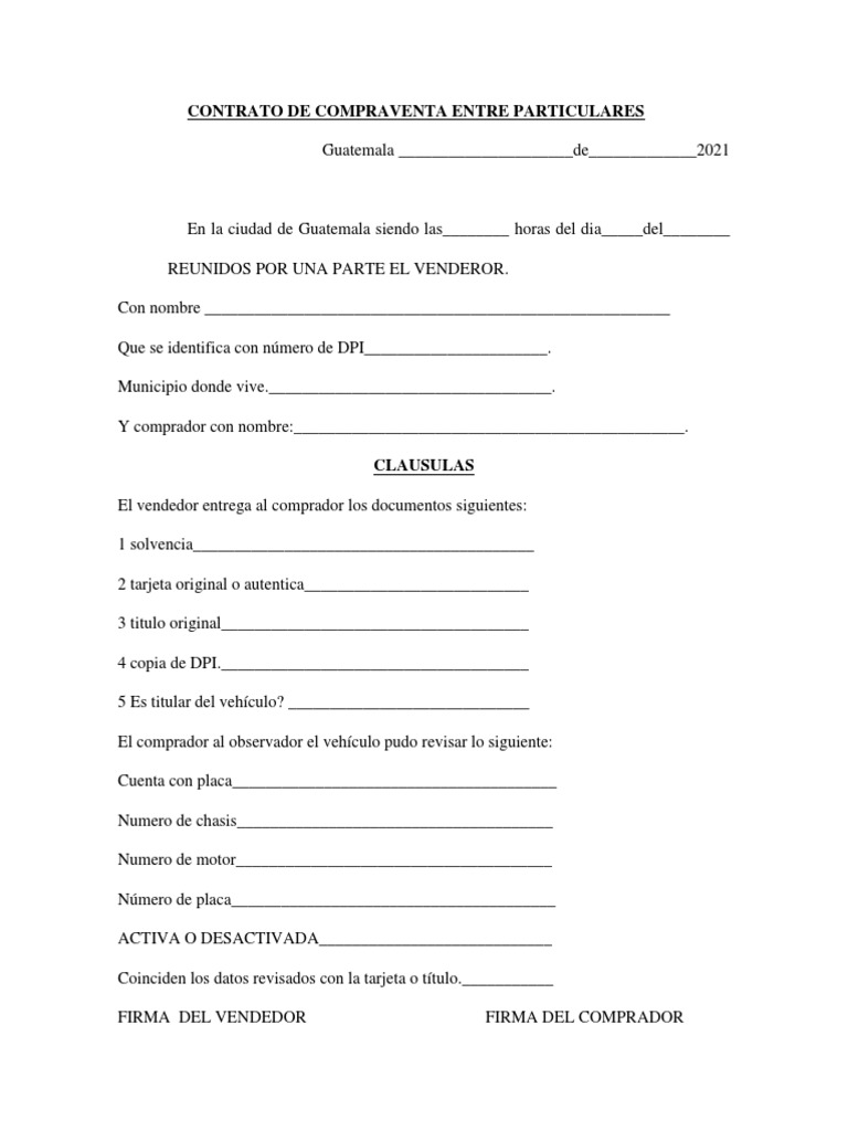 Contrato de Compraventa Entre Particulares PDF | PDF