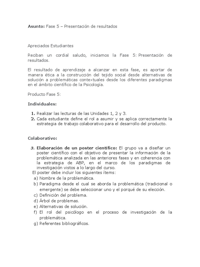Mensaje de Apertura Fase 5 | PDF | Evaluación | Sicología Mensaje de Apertura Fase 5 | PDF | Evaluación | Sicología