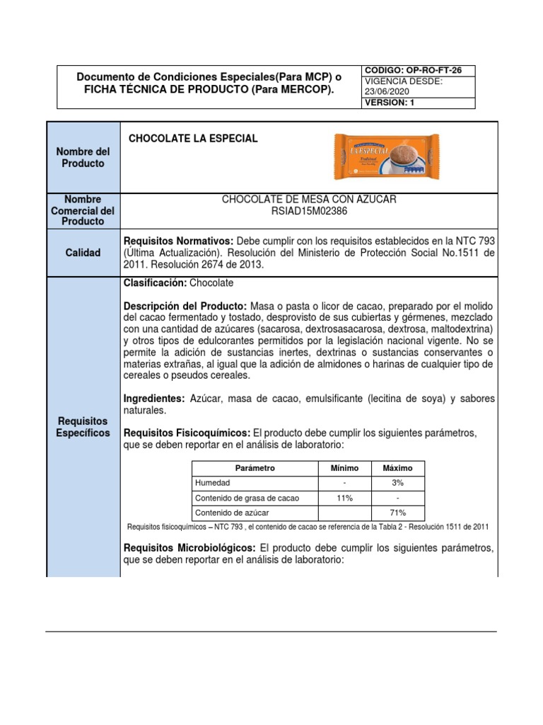 Ficha Técnica Chocolate | PDF | Chocolate | Comida y bebida Ficha Técnica Chocolate | PDF | Chocolate | Comida y bebida