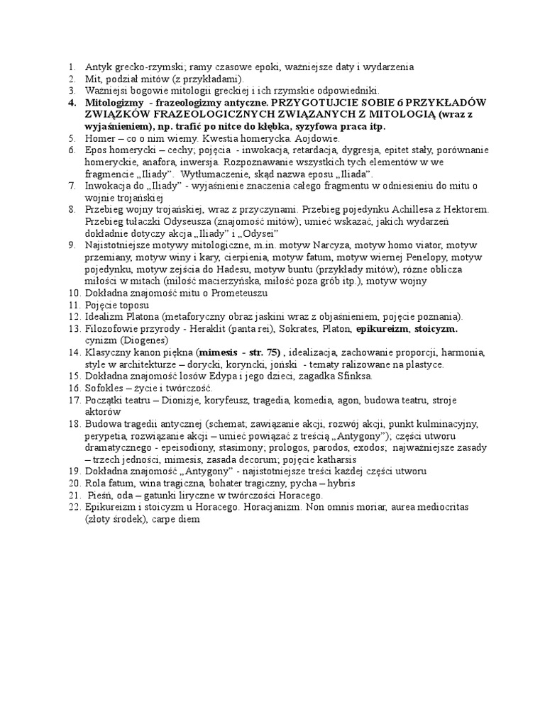 Antyk Grecko Rzymski Zagadnienia | PDF