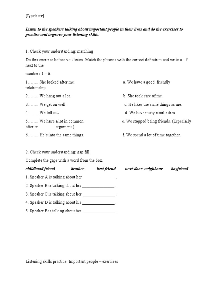 Listen To The Speakers Talking About Important People in Their Lives ...