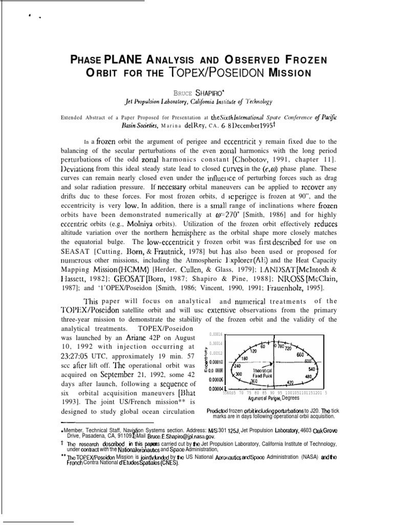JPL. Shapiro, B. Phase Plane Analysis and Observed Frozen Orbit For The ...
