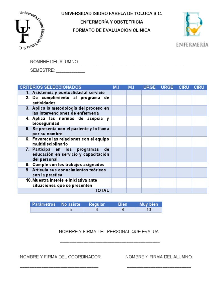 Formato de Evaluacion Clinica | PDF