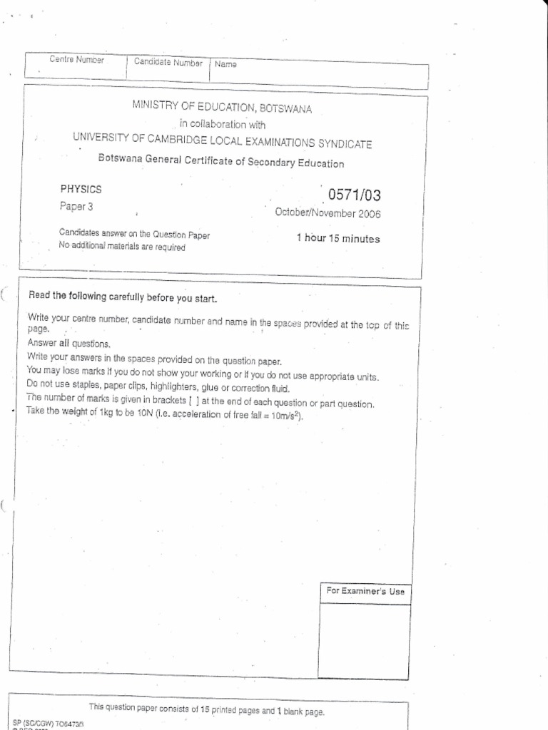 Bgcse Physics Paper 3 2006 | PDF | Nuclear Physics | Physical Sciences