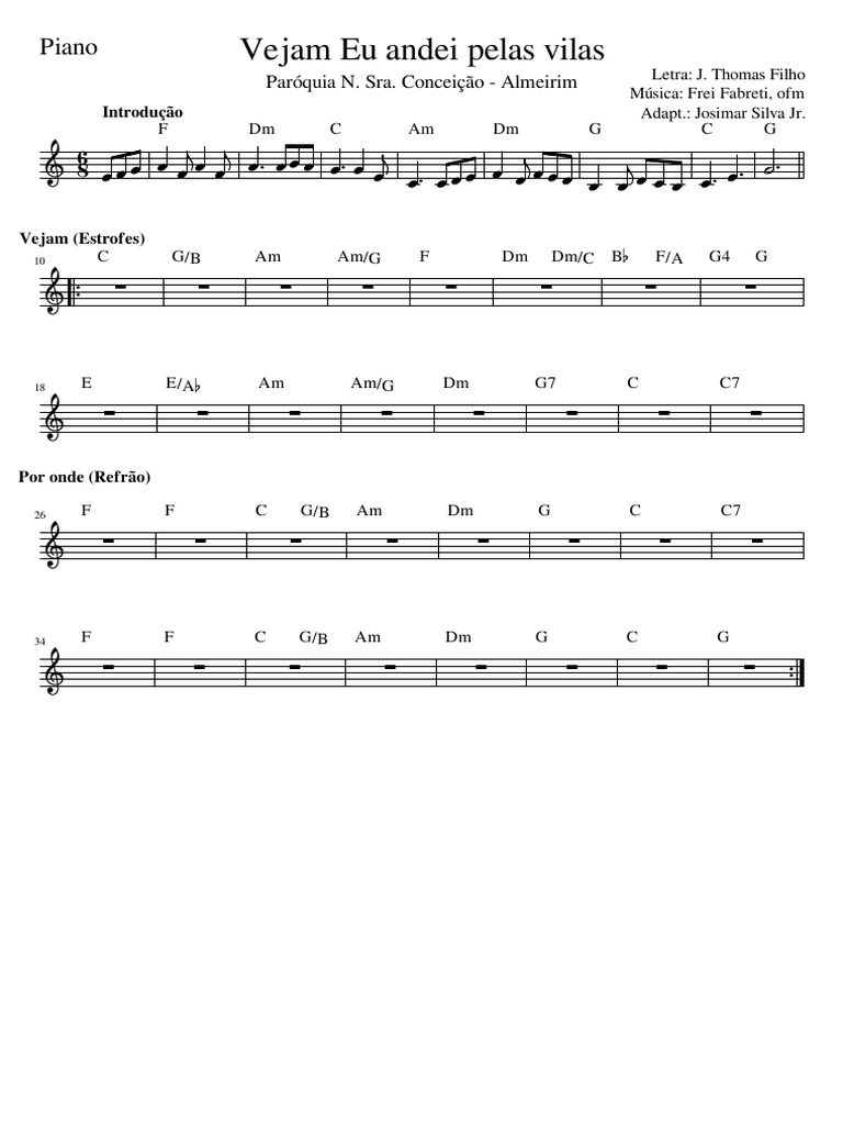 Vejam Eu Andei Pelas Vilas-Piano C | PDF Vejam Eu Andei Pelas Vilas-Piano C | PDF