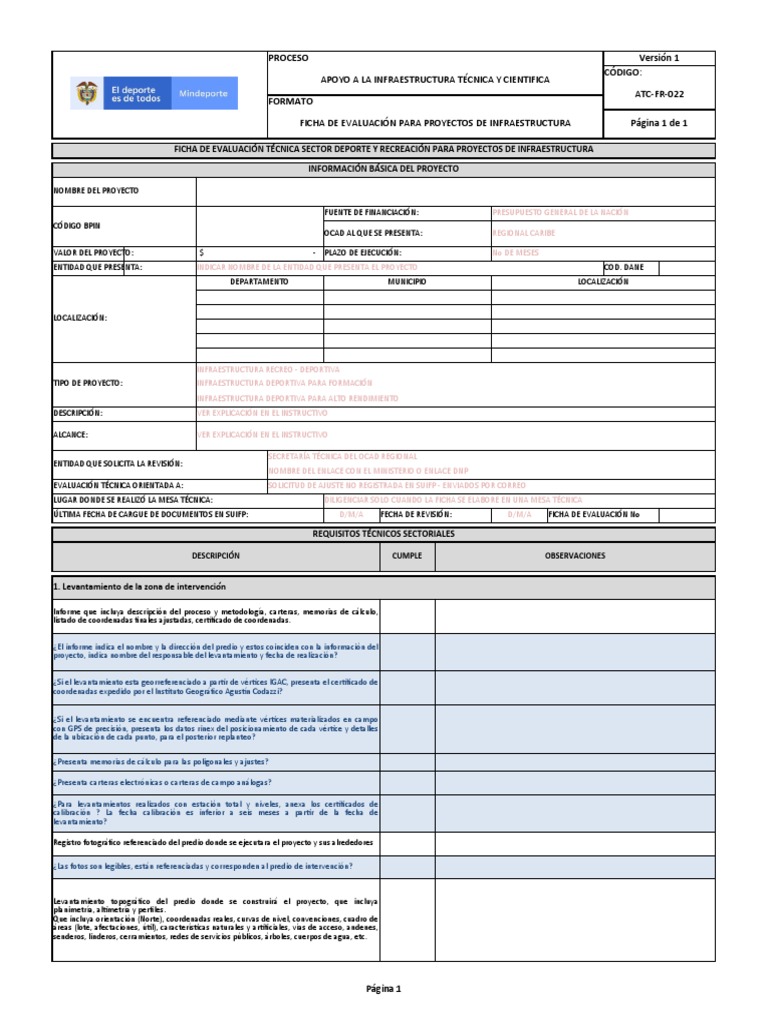 Ficha de Evaluación Técnica - Infraestructura Drhs | PDF ...