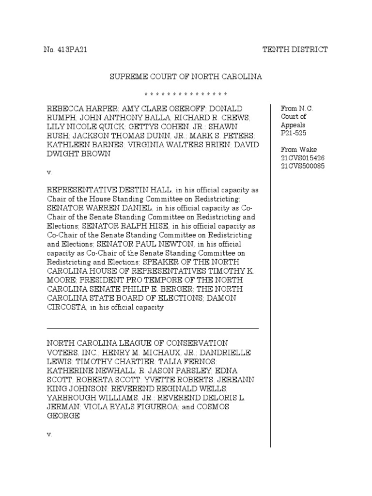 NC Supreme Court Orders Rehearing On Redistricting | PDF | Supreme ...
