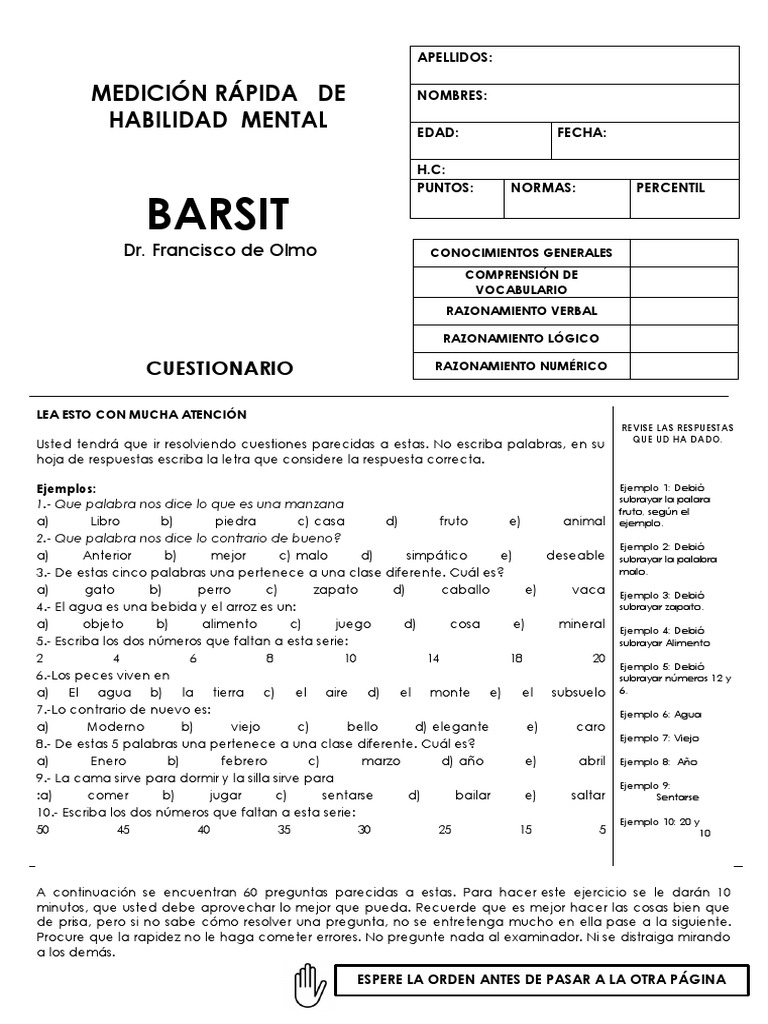 Prueba Barsit | PDF