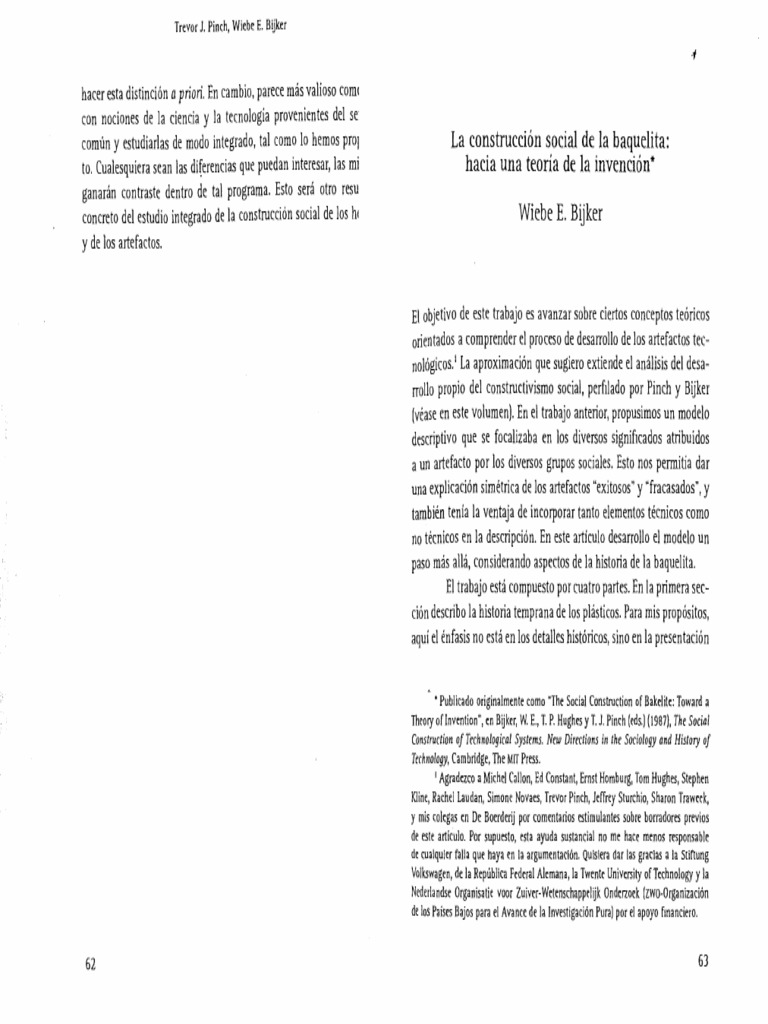 Bijker, W. (2008) - La Construcción Social de La Baquelita, Hacia Una ...