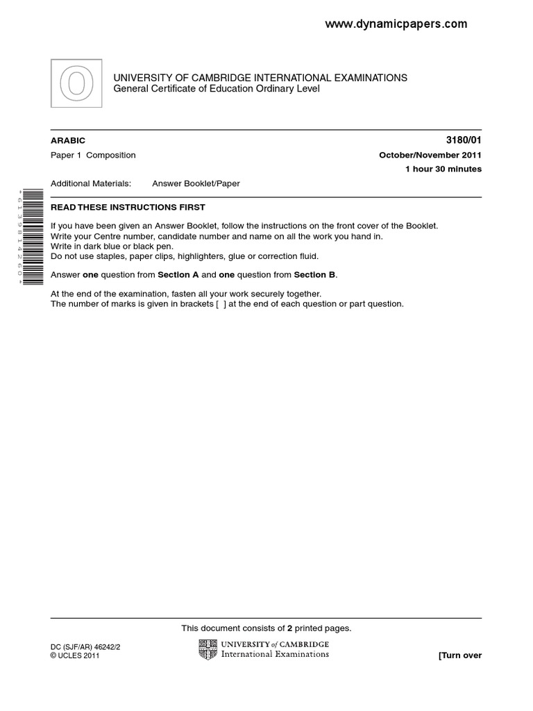 University of Cambridge International Examinations General Certificate ...