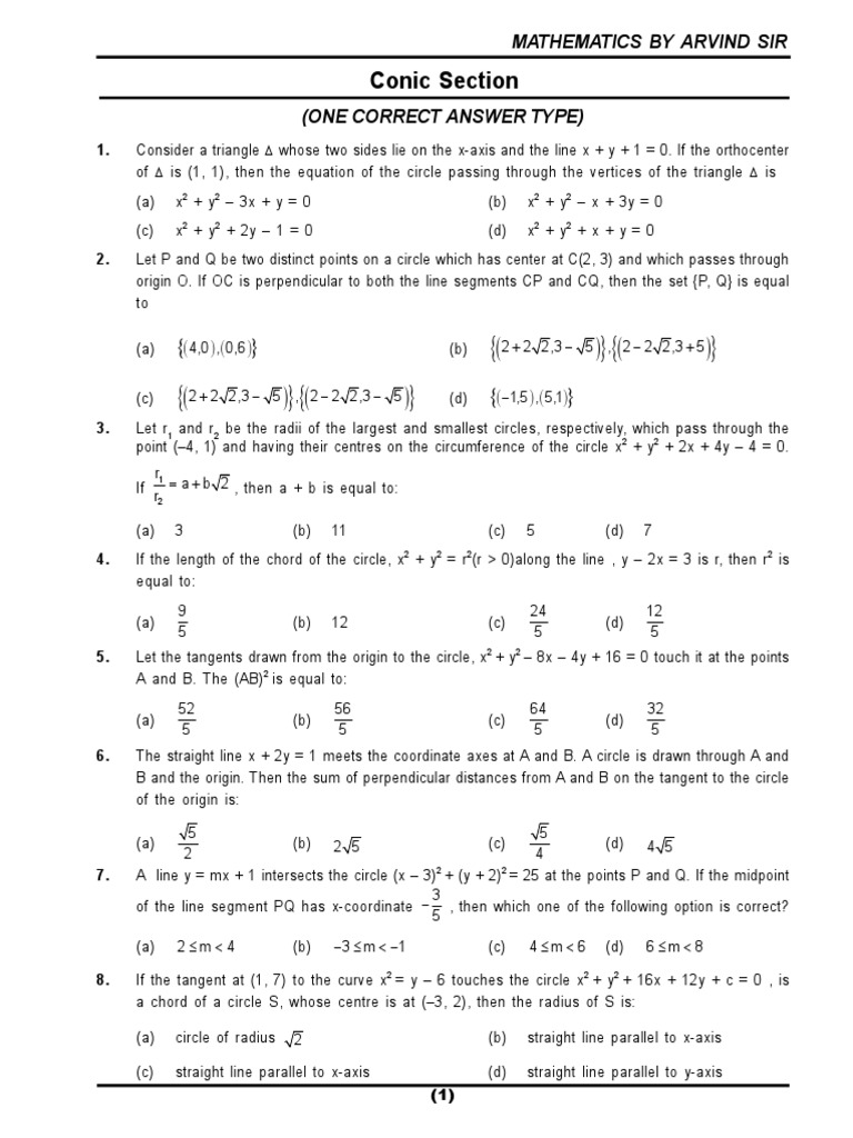 Conic Section | PDF | Ellipse | Circle
