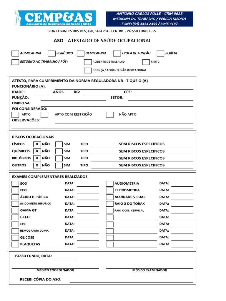 Aso Digital Modelo | PDF | Segurança e saúde ocupacional | Ciências da ...