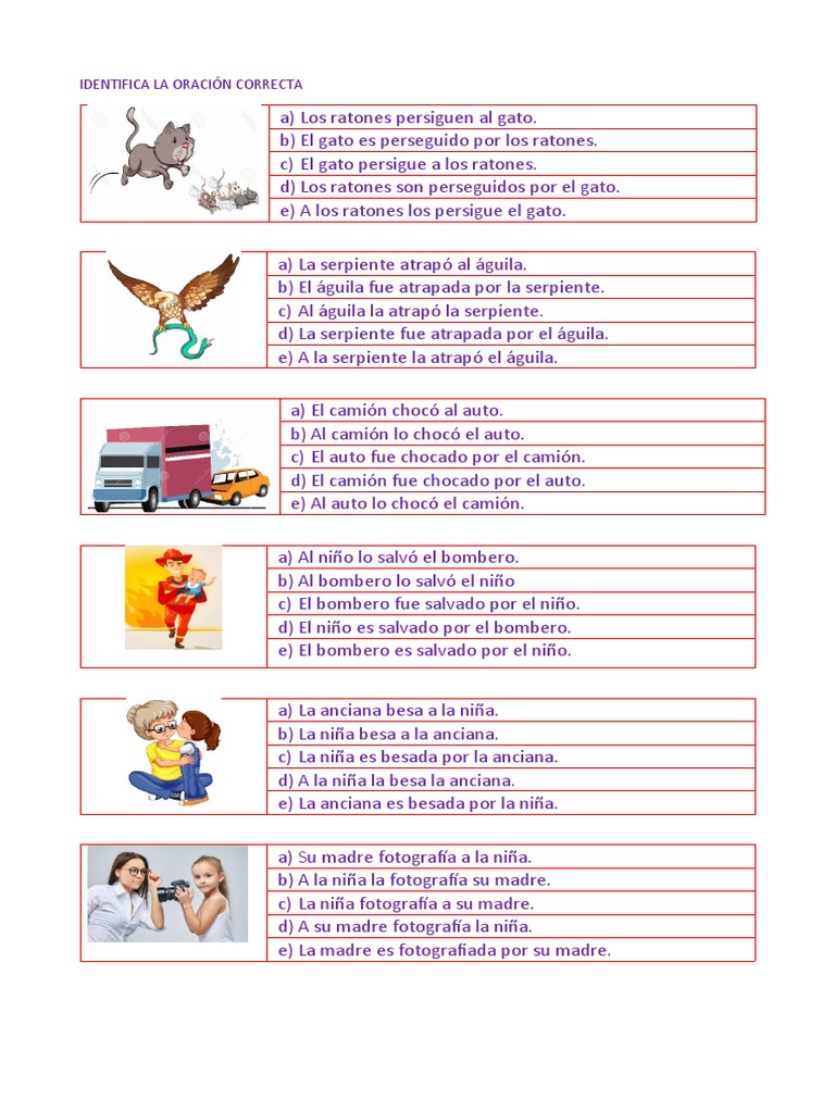 Ejercicios de Identificación de Oraciones Correctas | PDF