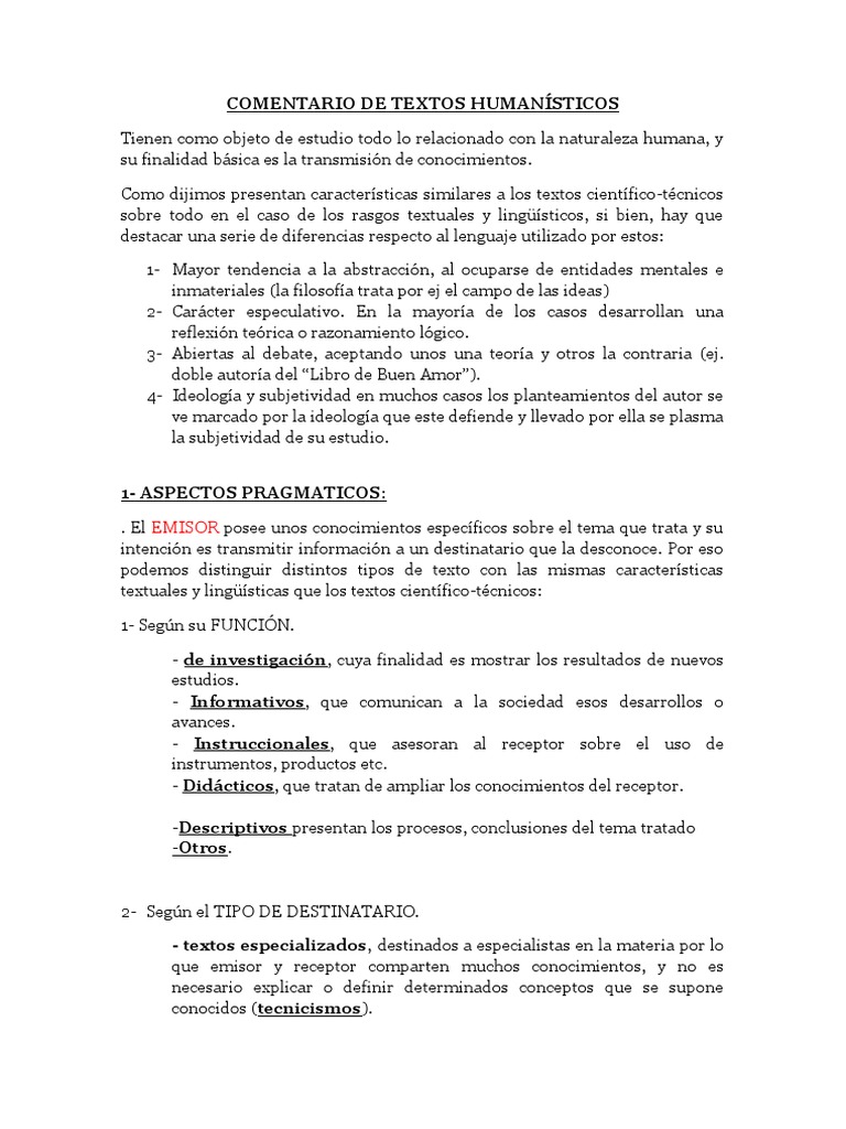 Comentario de Textos Humanísticos | PDF | Teoría | Lingüística