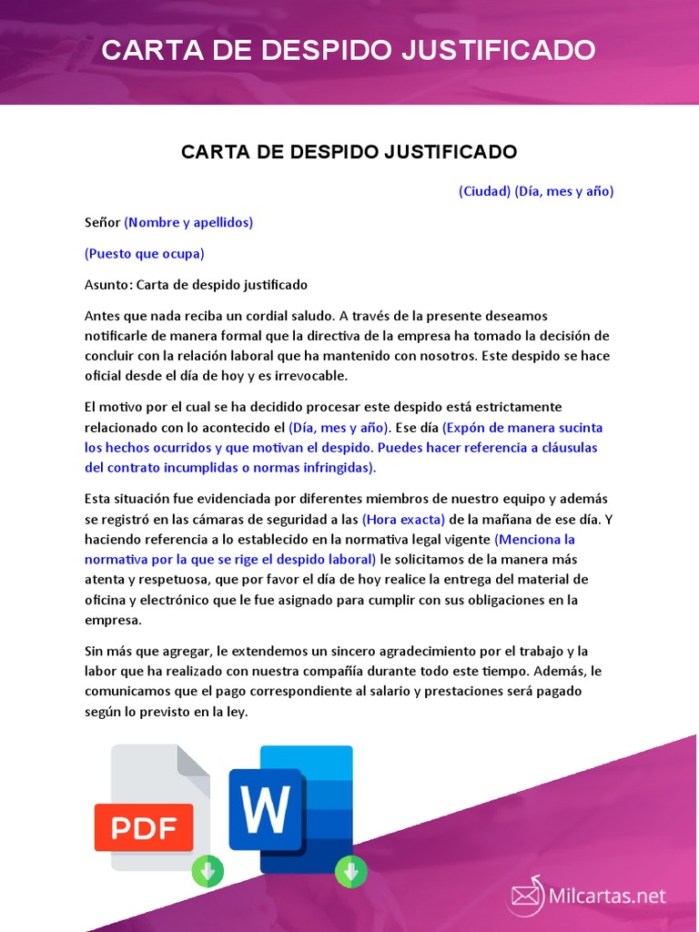 Carta de Despido Justificado | PDF