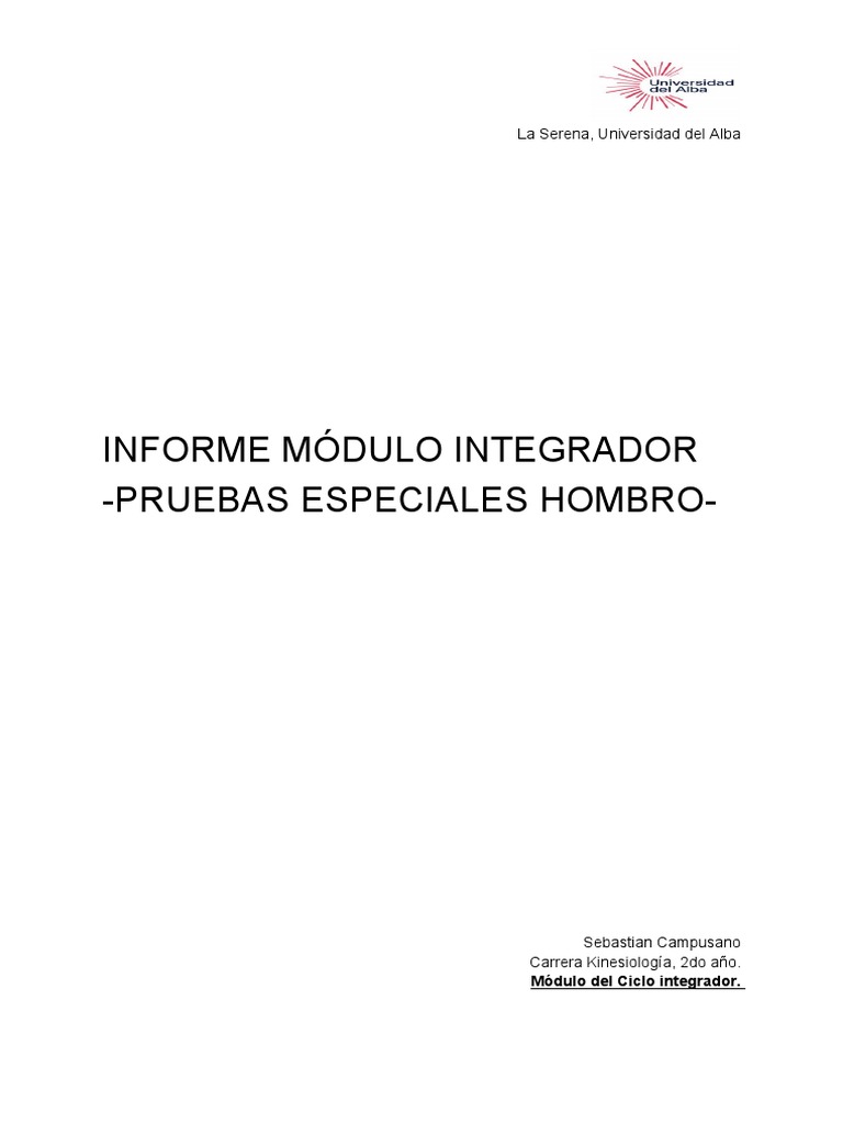 Informe Modulo Integrador | PDF | Hombro | Codo
