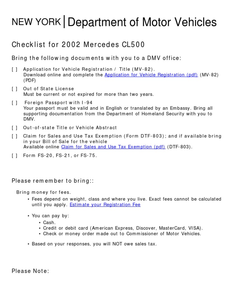 DMV ProofWizardReg Checklist | PDF