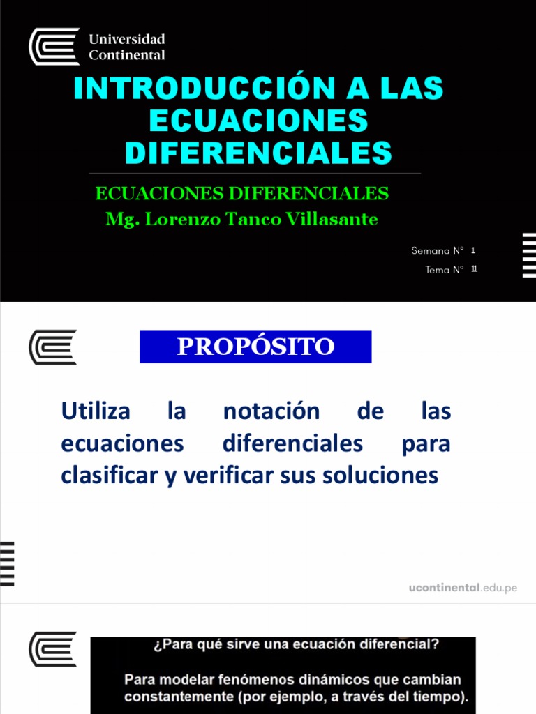 SEM 1-S2-Introducción A Las Ecuaciones Diferenciales | Descargar gratis PDF | Ecuaciones ...